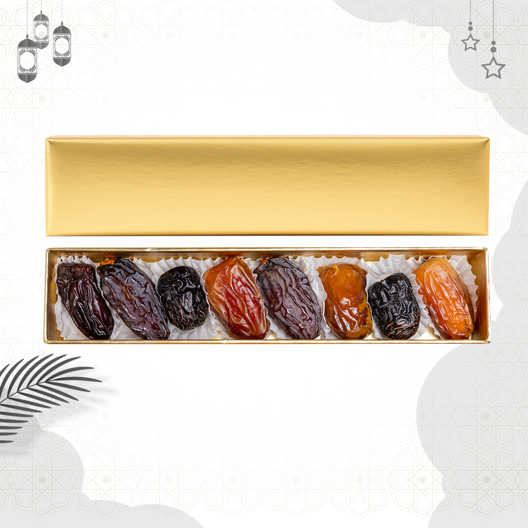Golden Mixed Plain Dates Gift Box – 8 Premium Dates 🌙