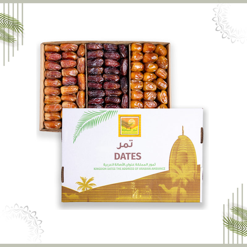 3 KG Premuim Assorted Plain Dates Box (Sagi-Sukkari-Khedri) - Ramadan